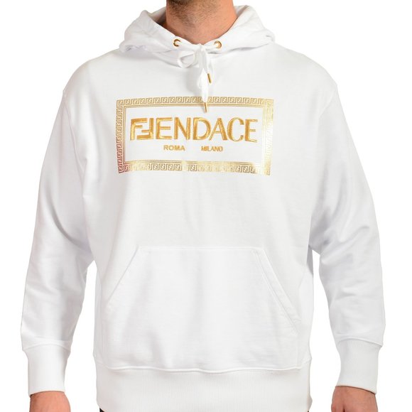 Fendace | Shirts | Fendace Mens Whitegold New Logo Embroidery Hooded ...